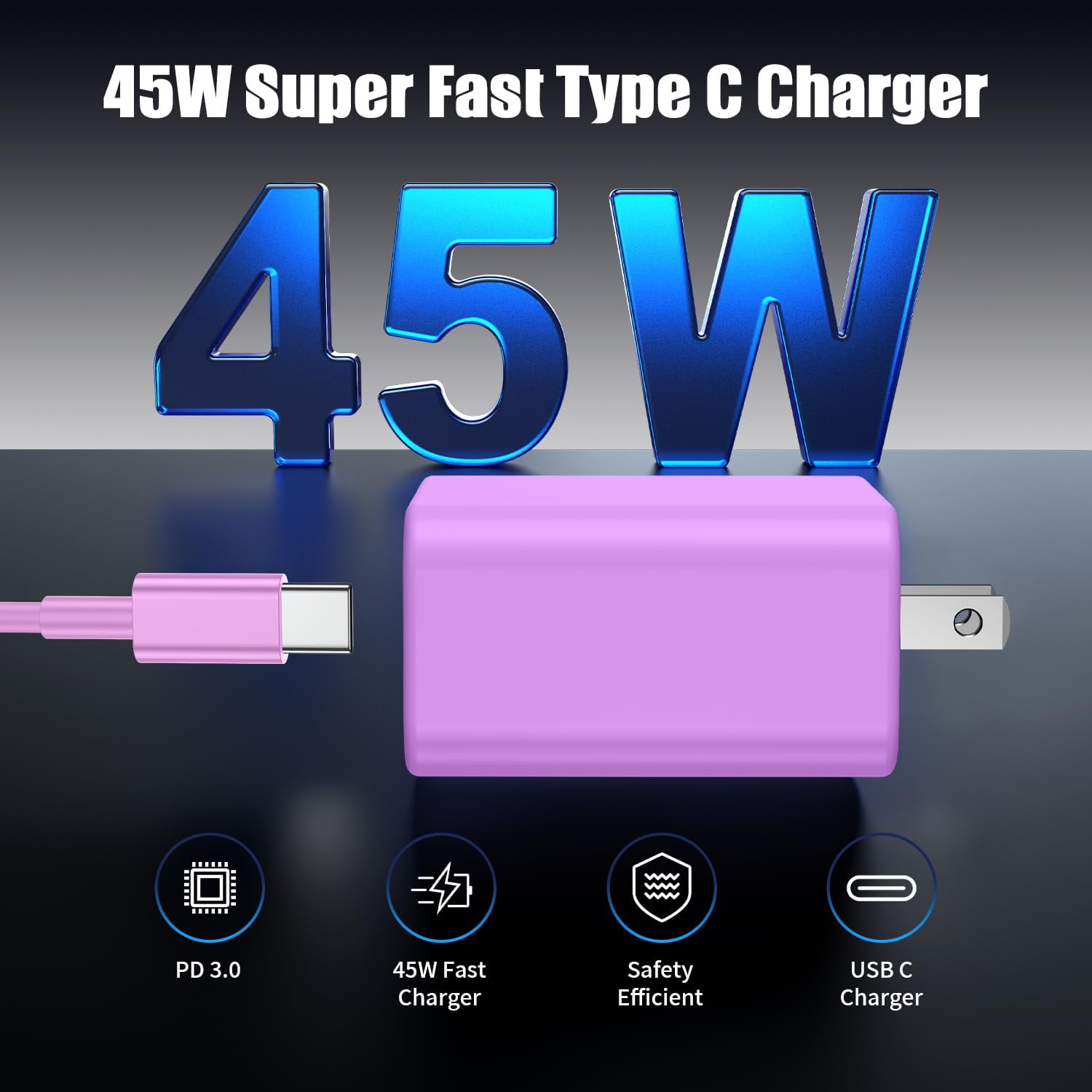 SHIQI-3Pack 45W USB C Charger for Samsung Galaxy S24 Ultra, Super Quite ...