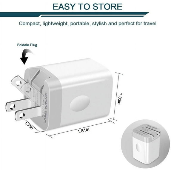 SHIQI-3Pack Fast Charging Cubes, Foldable Dual Port Charger Block, Fast ...