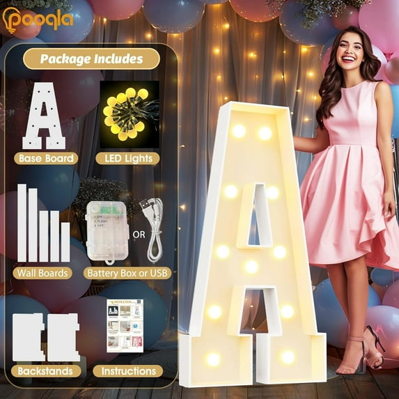 SHIQI-4 FT Marquee Light Up Letters, Marquee Letter Lights 4 Feet Tall ...