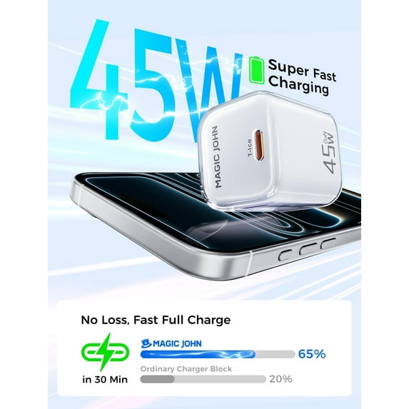 SHIQI-45W USB C Charger Block, Ultra-Fast Charging for iPhone 15/16/17 ...