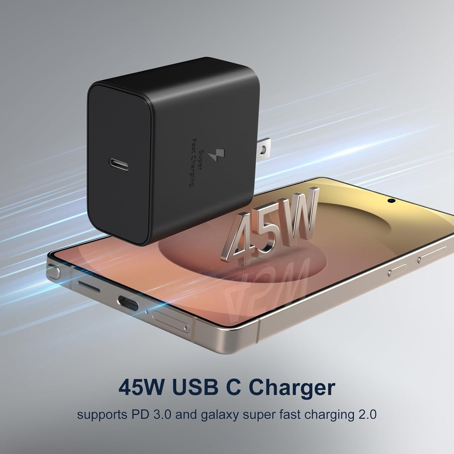 SHIQI-45W USB C Charger for Galaxy S25 Ultra, Super Fast Charging Block ...