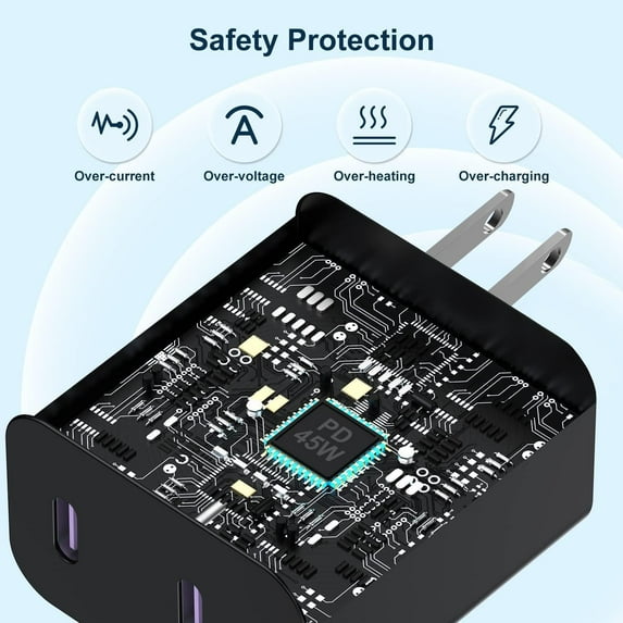 SHIQI-45W USB C iPhone 17 16 15 Fast Charger Block/10ft Type C to C ...