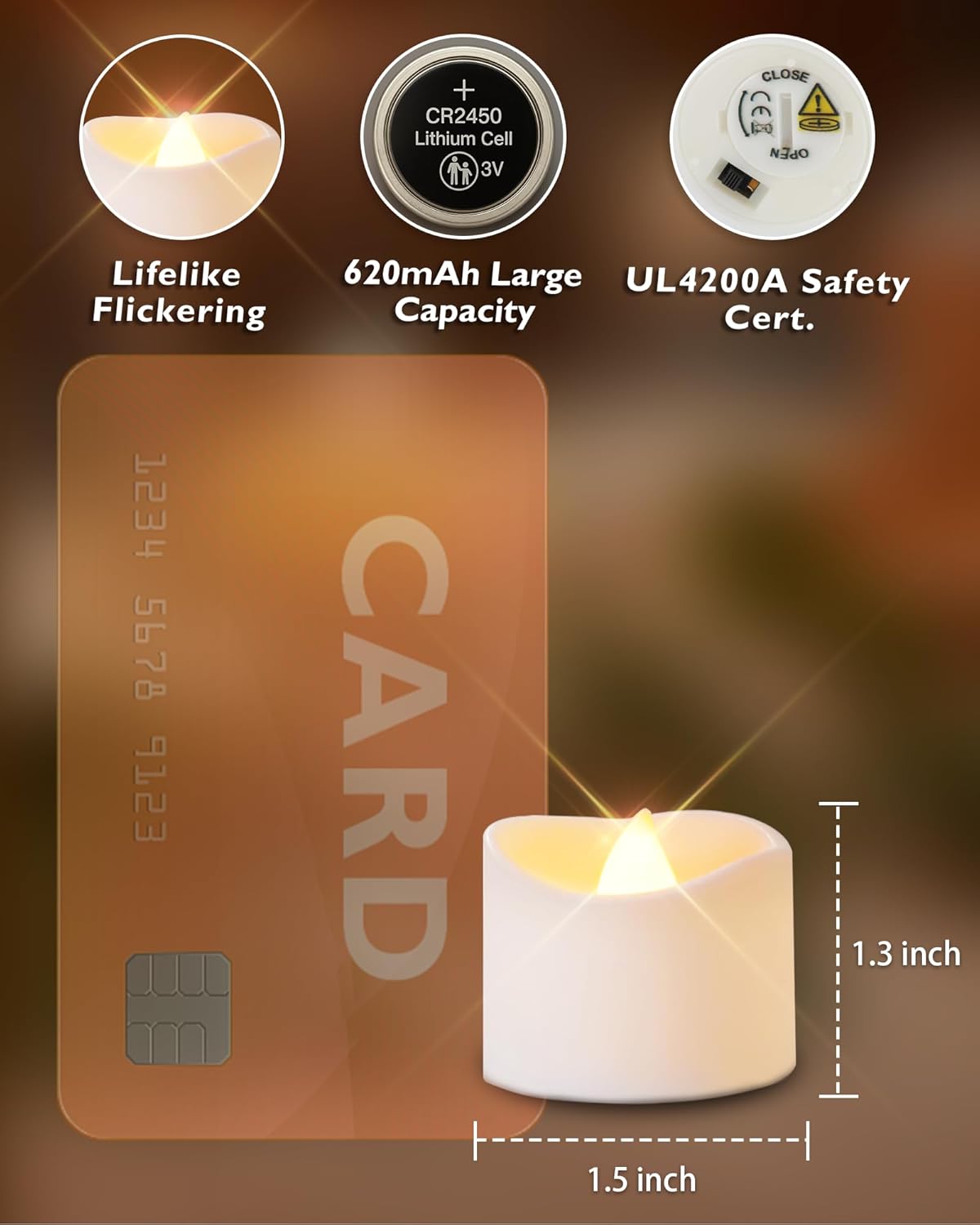 SHIQI-48-Pack Novelty Flickering Flameless Tea Lights Candles, 200 ...