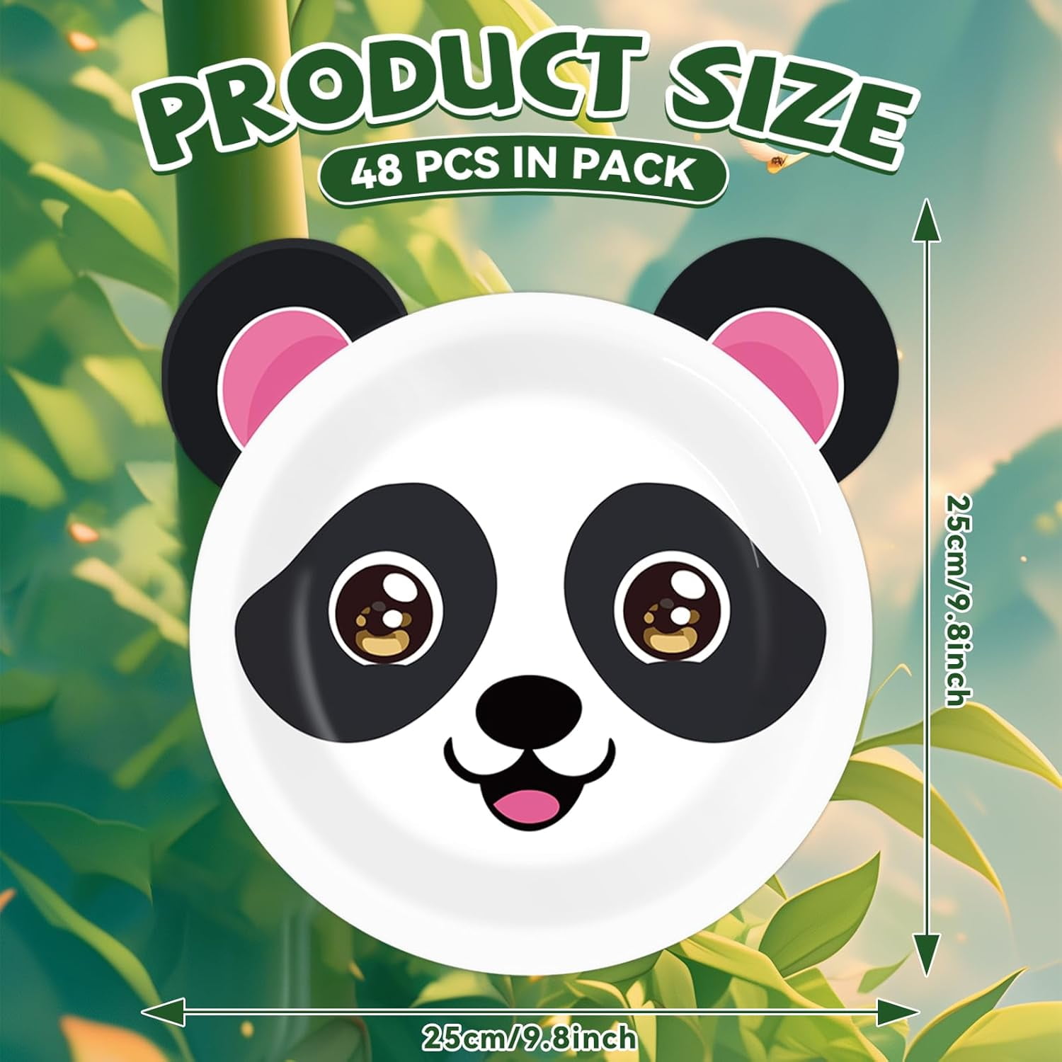 SHIQI-48Pcs Panda Birthday Party Supplies Panda Paper Plates Disposable ...