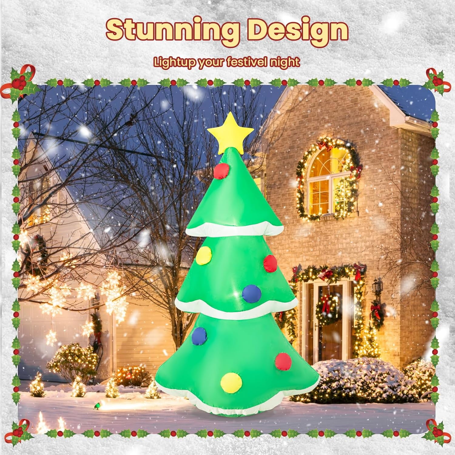 SHIQI-4FT Lighted Inflatable Christmas Tree Outdoor Decorations, Blow ...