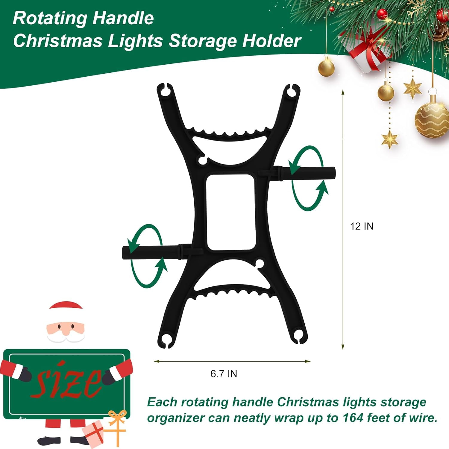 SHIQI-4PCS Rotating Handle Christmas Lights Storage Holder Black ...