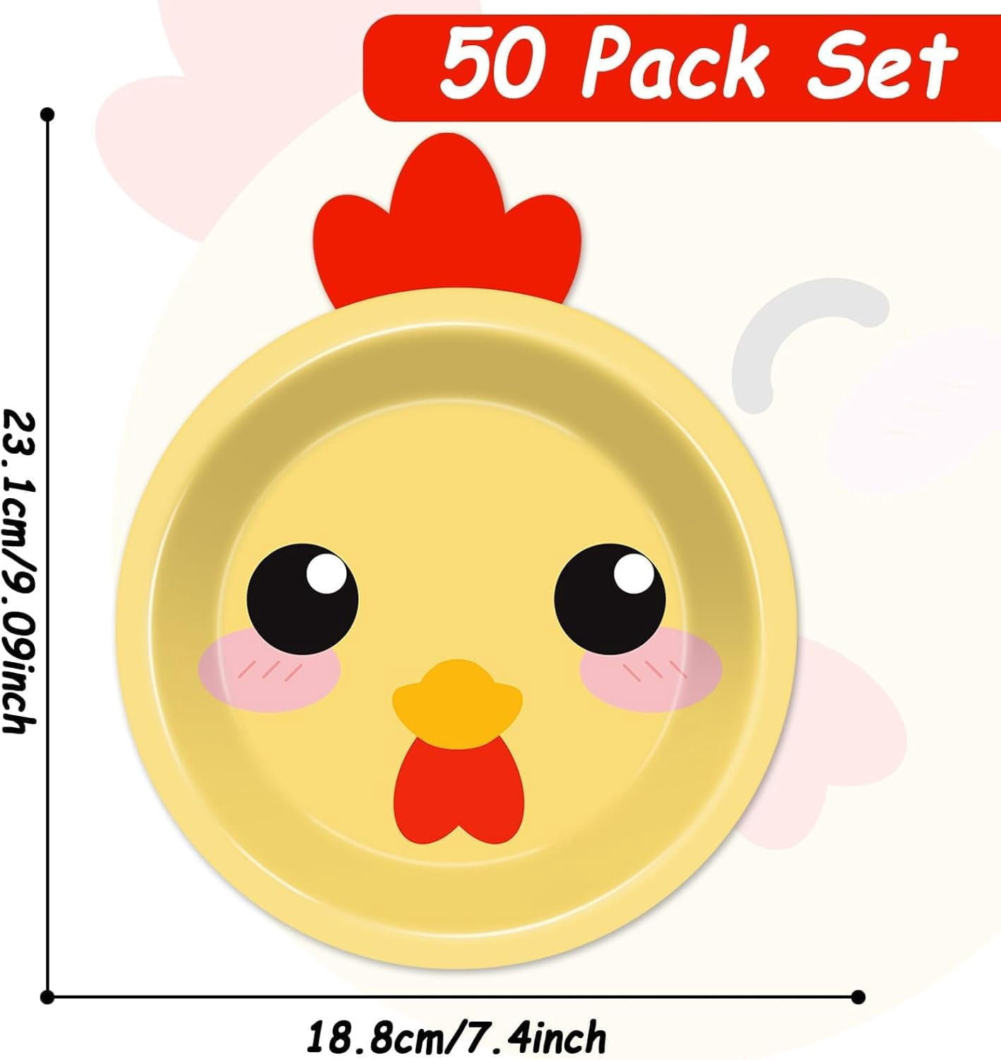 SHIQI-50 Count Chicken Paper Plates Chicken Shaped Disposable Plate ...