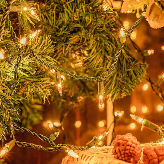 SHIQI-50-Count White Christmas Lights with Green Wire,Mini String ...