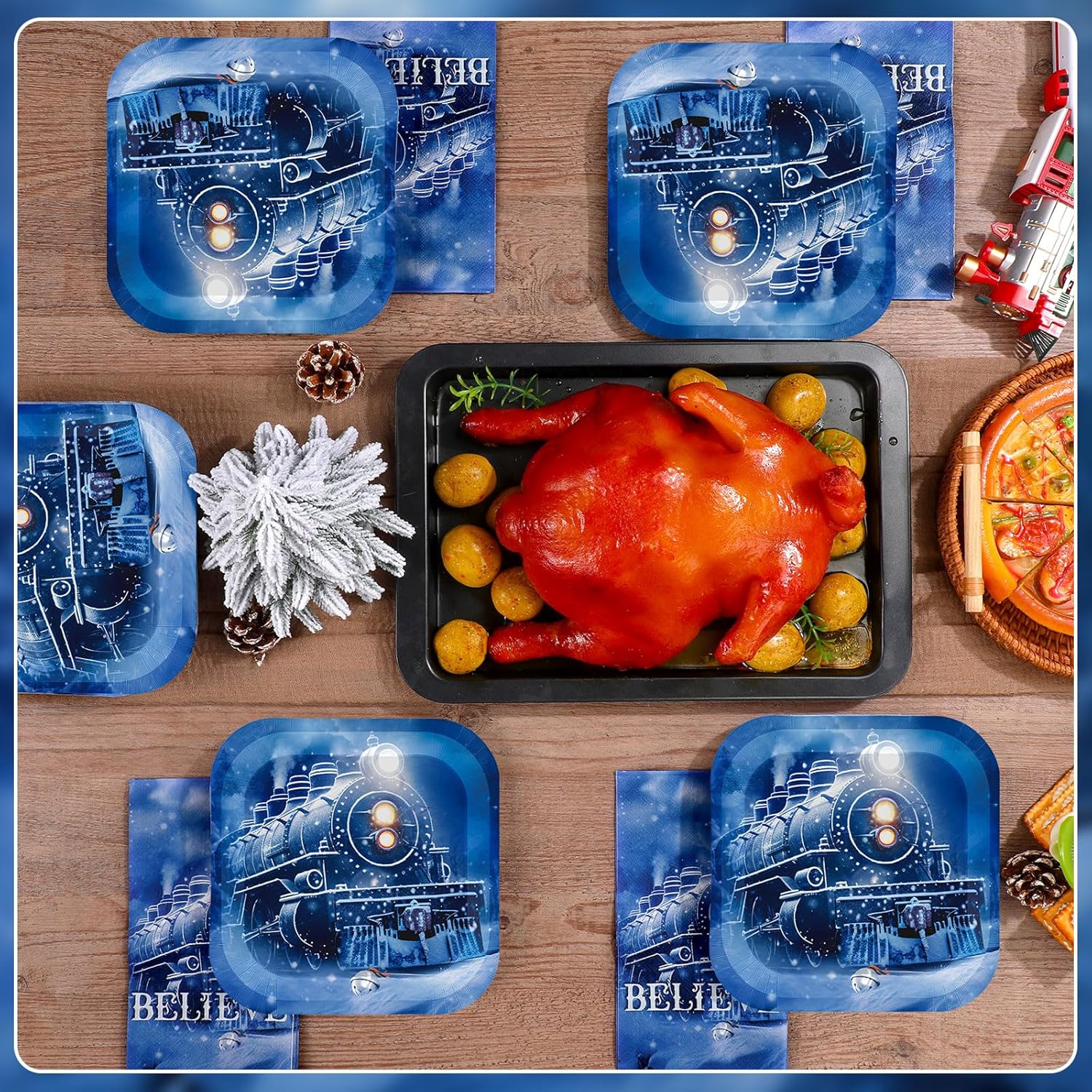 SHIQI-50 Pack Christmas Plates Polar Themed Party Decorations Bulk ...