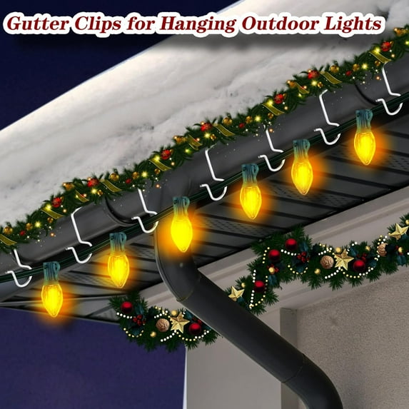 SHIQI-50 Pcs Gutter Guards Christmas Light Hooks, Rust-Proof Light ...