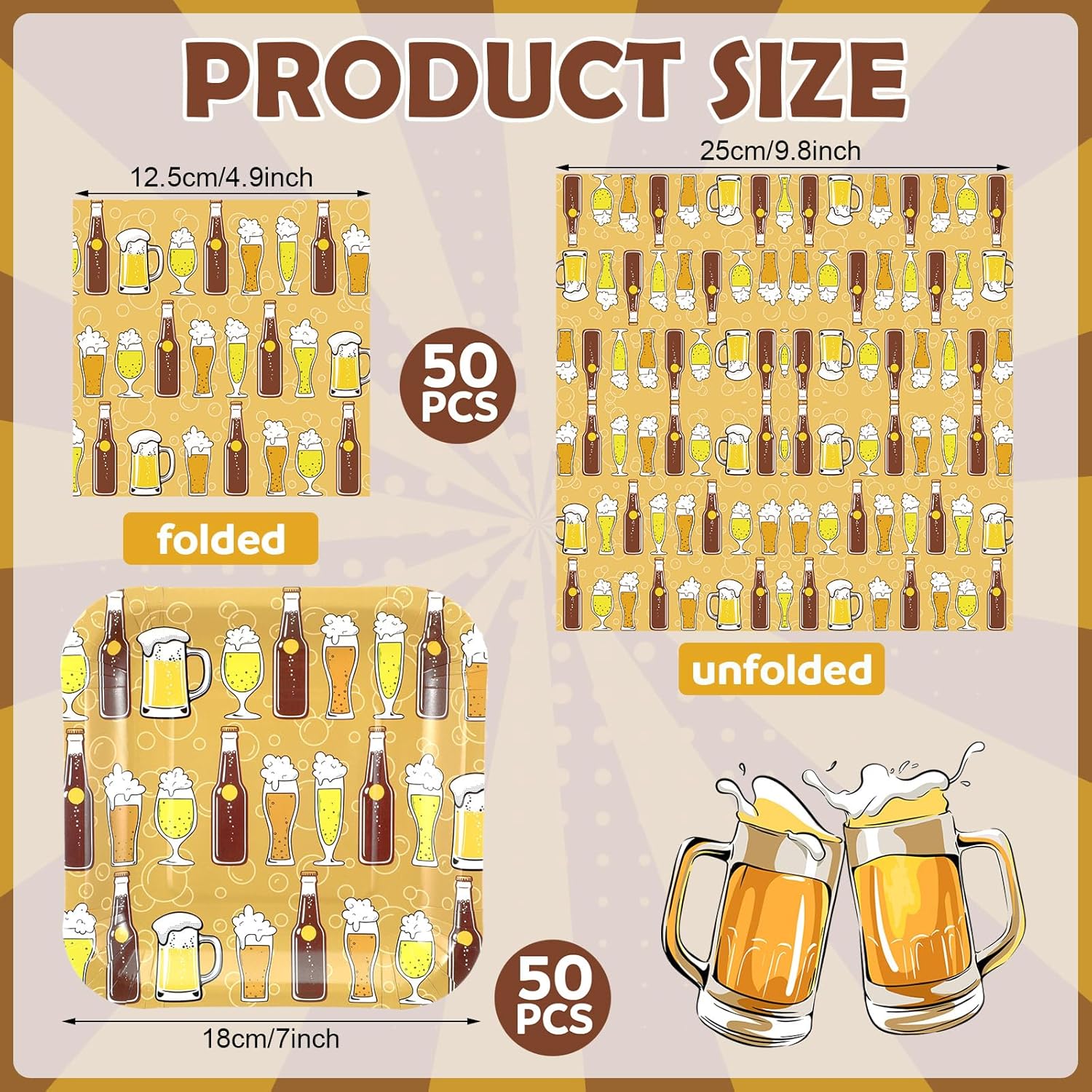 SHIQI-50 Set Cheers Beers Themed Paper Plate and Napkin Oktoberfest ...