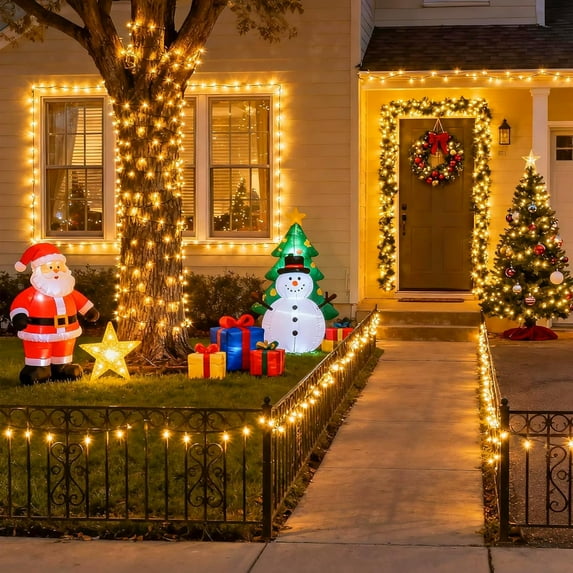 SHIQI-500 LED Christmas Lights Outdoor, 173ft Warm White Christmas Tree ...