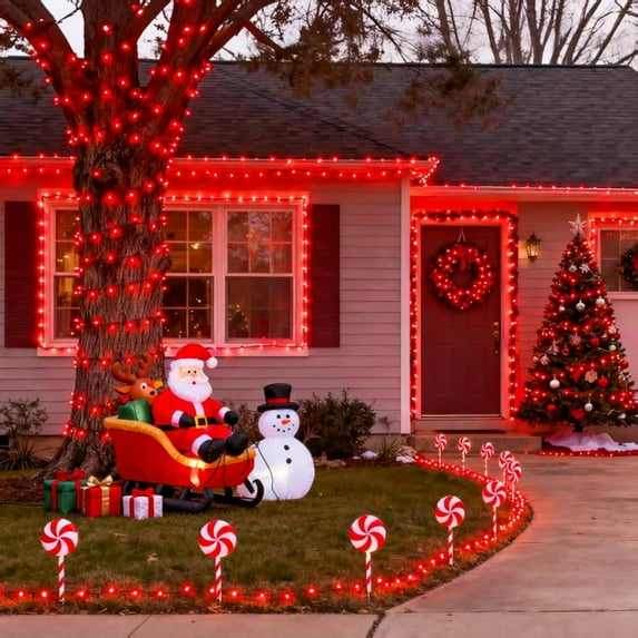 SHIQI-500 LED Red Christmas Lights Outdoor, 173ft Red String Lights ...