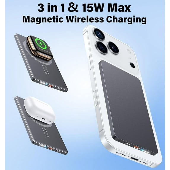 SHIQI-5000mAh for Magsafe Battery Pack Mini 22.5W Wireless Power Bank ...