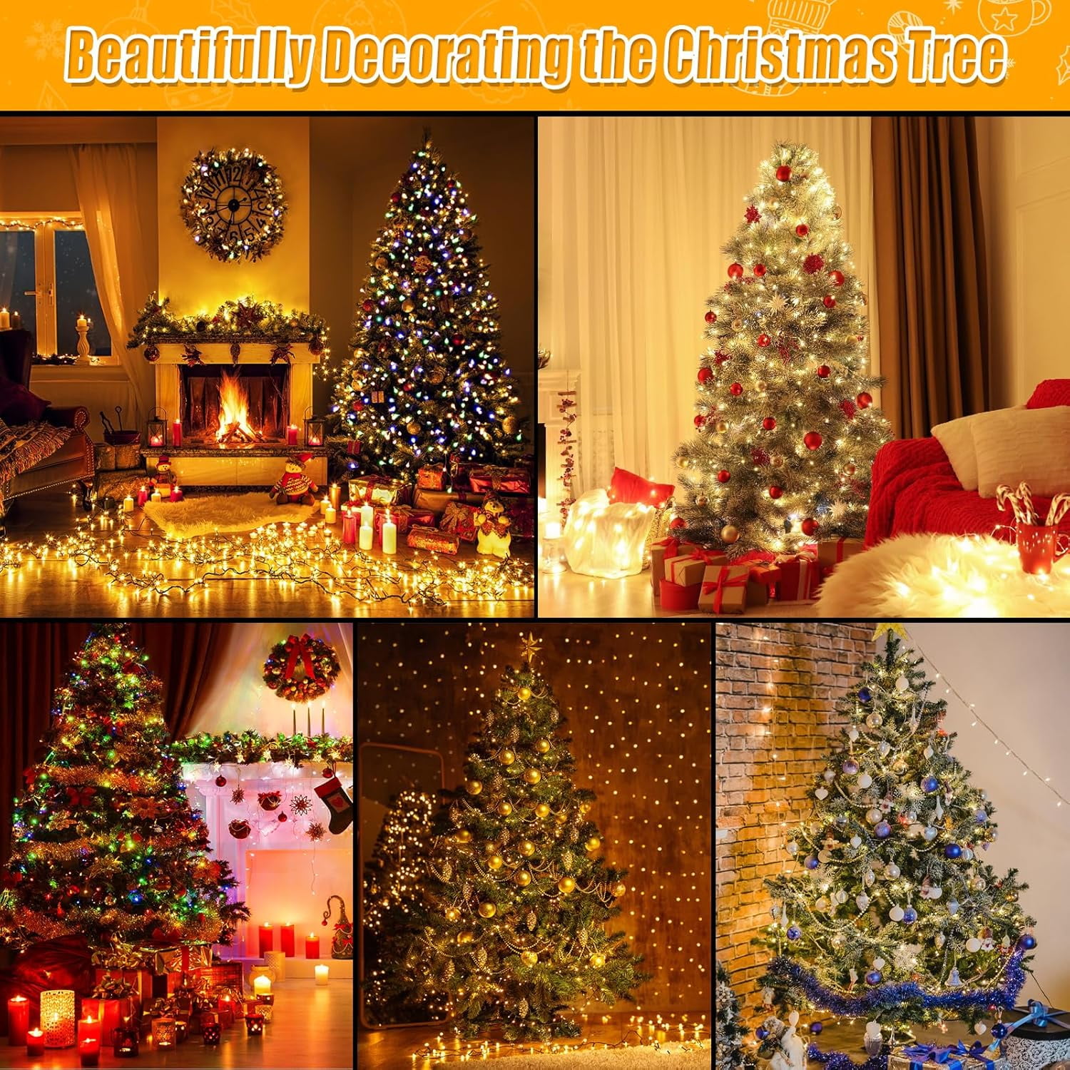 SHIQI-56FT 1000 LED Amount of Cluster Christmas Tree Lights Decorations ...