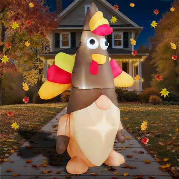 SHIQI-5ft Thanksgiving Inflatable Cute Gnome Decoration, LED Blow Up ...