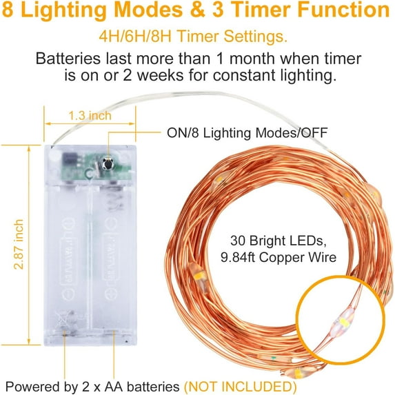 SHIQI-6 Pack LED Fairy String Lights Battery Operated with Remote ...