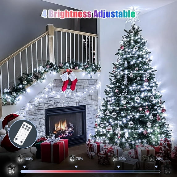 SHIQI-600 LED Color Changing Christmas Lights Plug in, 168FT White ...