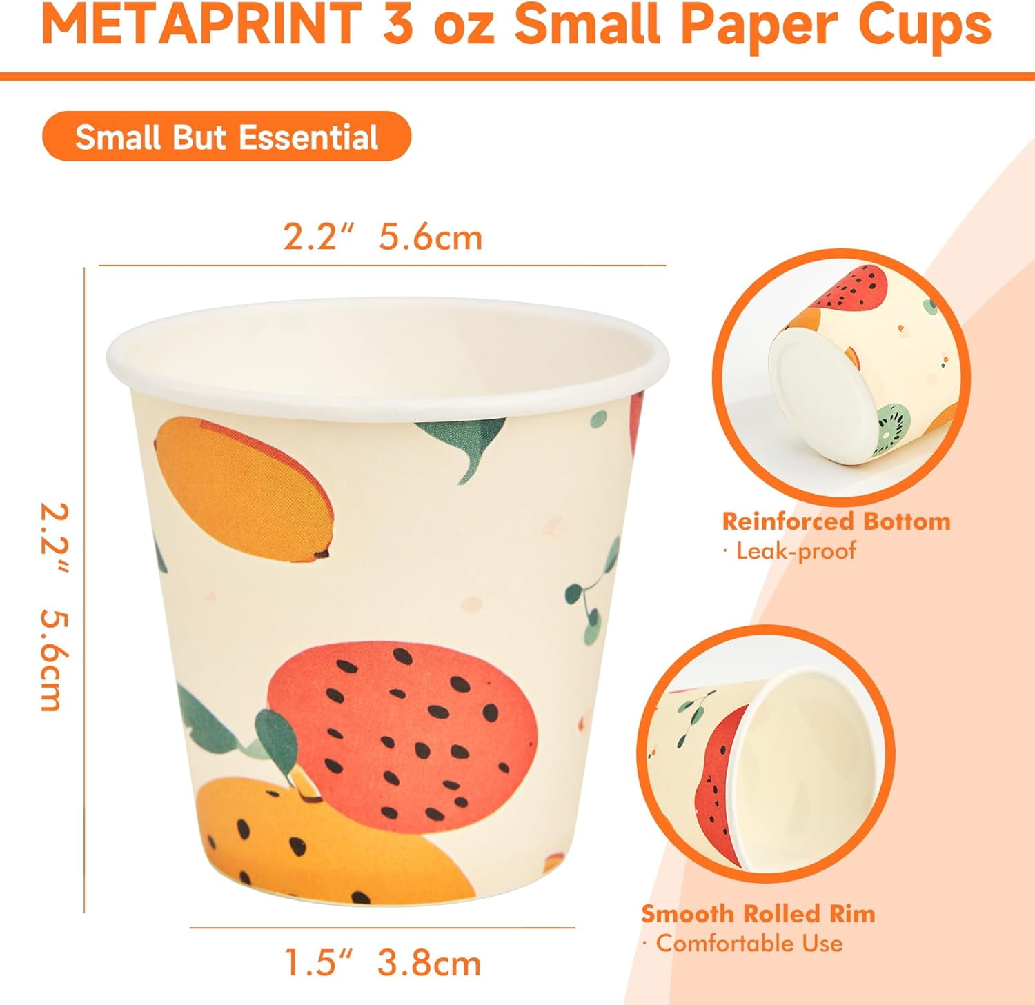 SHIQI-600 Pack 3 oz Bathroom Cups, Disposable Paper Cups with Rolled ...