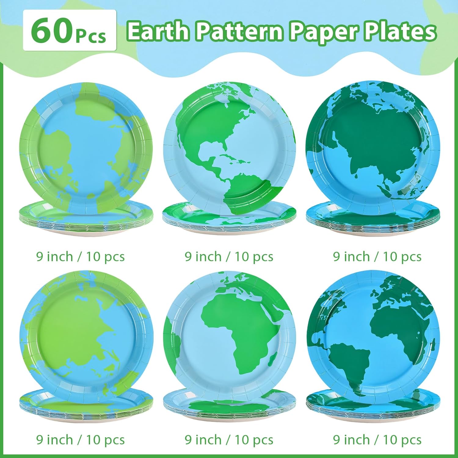 SHIQI-60Pcs Earth Day Paper Plates 9" Large Disposable Heavy Duty Navy ...