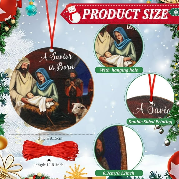 SHIQI-72 Pieces Nativity Scene Christmas Ornament Wooden Jesus Nativity ...