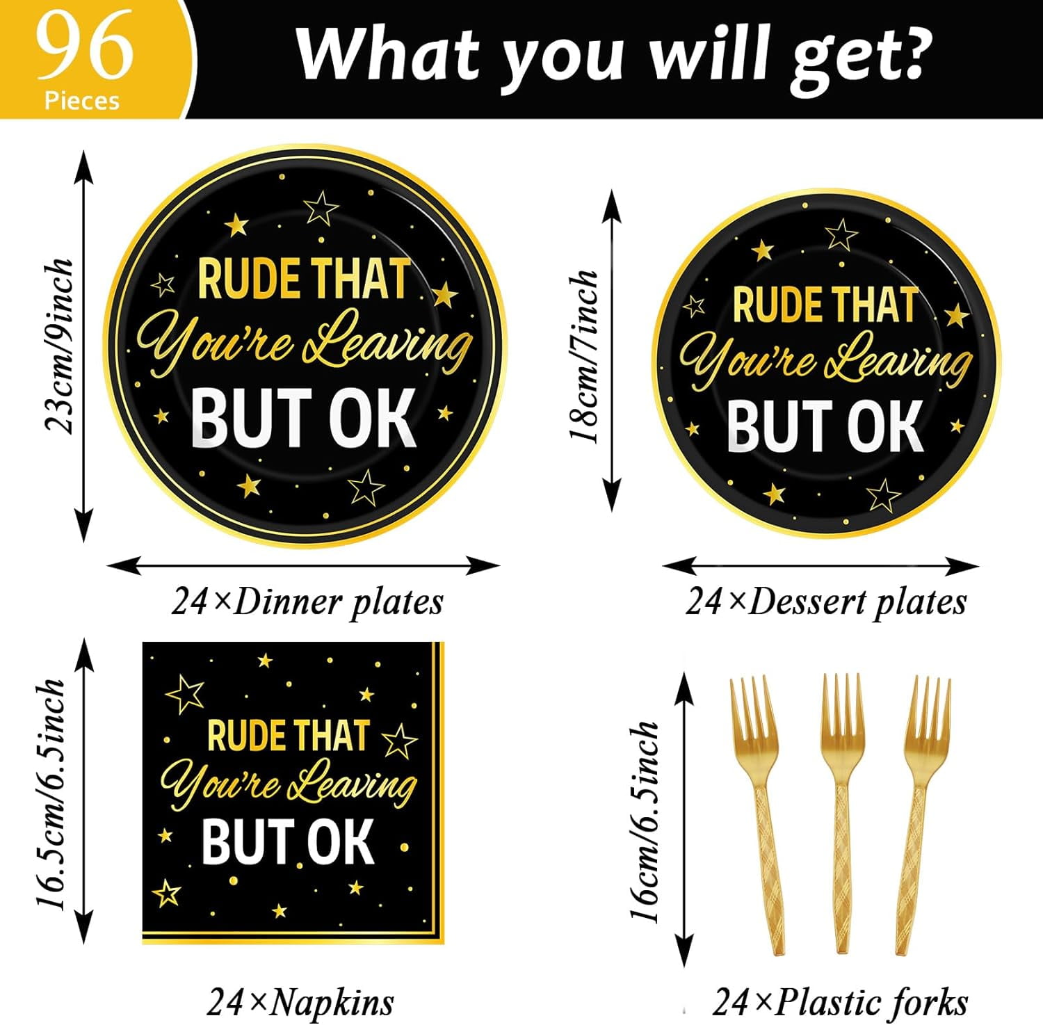 SHIQI-96 Pcs Rude That You‘re Leaving But OK Party Supplies Set for 24 ...
