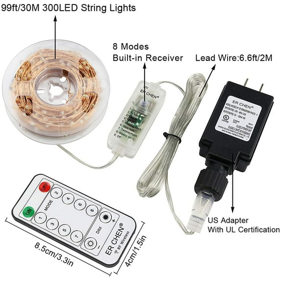 SHIQI-99ft Led String Lights,300 Led Fairy Starry Lights on 30M Copper ...