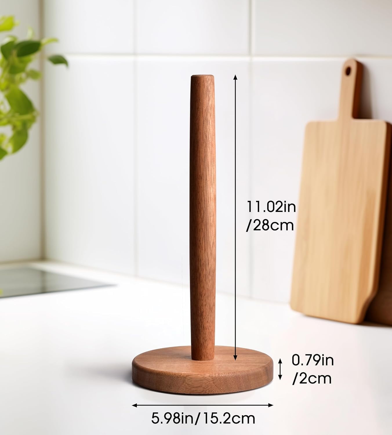 SHIQI-Acacia Wood Paper Towel Holder Stand \u2013 Wooden Kitchen Paper ...