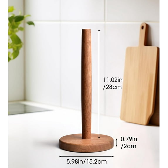 SHIQI-Acacia Wood Paper Towel Holder Stand \u2013 Wooden Kitchen Paper ...
