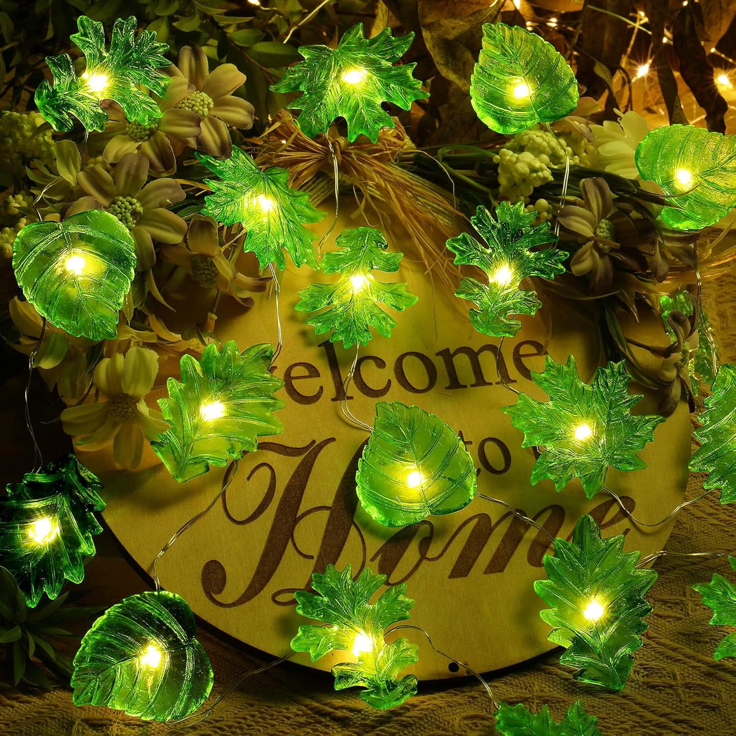 SHIQI-Artistic Leaf Fairy Lights for Bedroom Home Décor-USB & Battery ...
