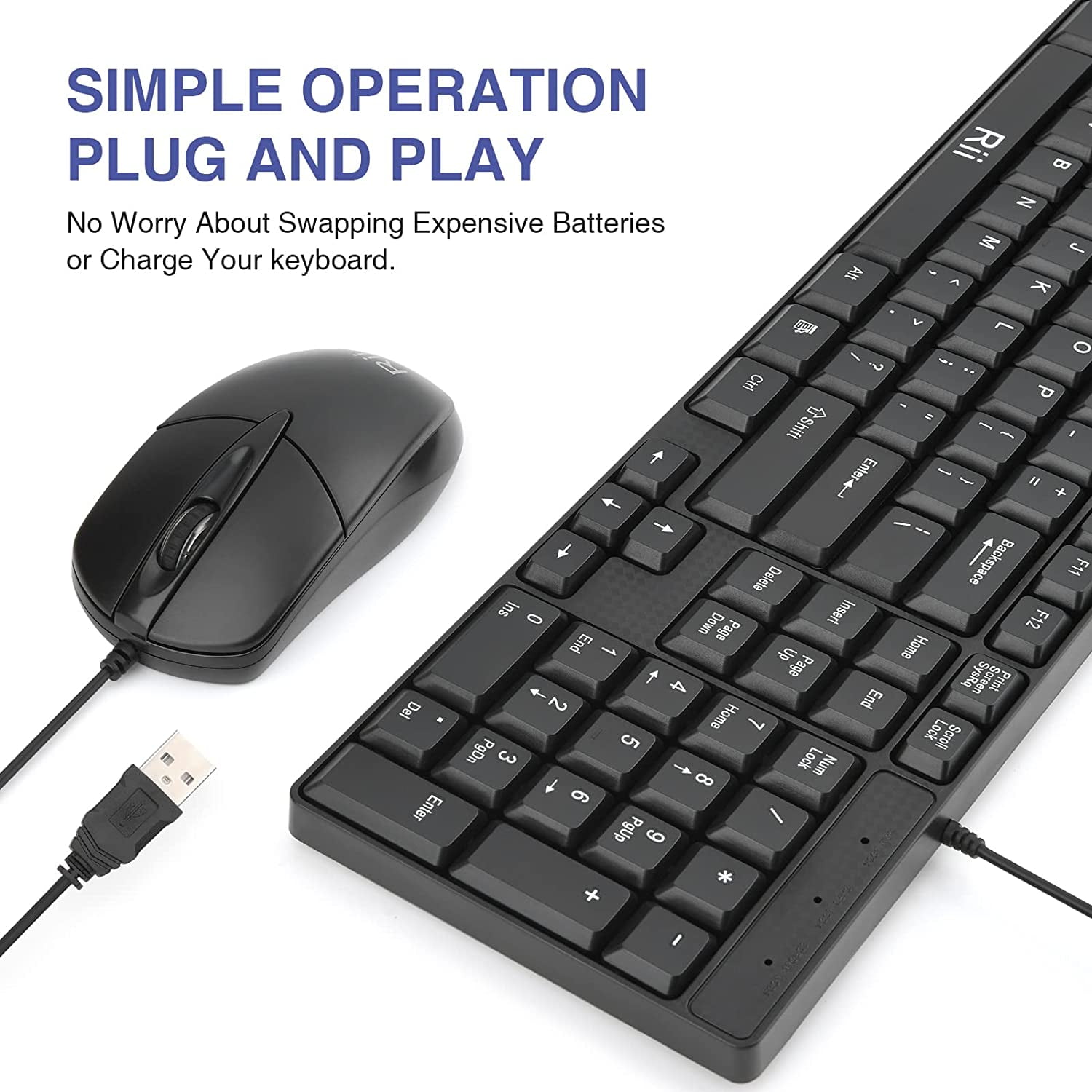 SHIQI-Basic Keyboard and Mouse, RK203 Ultra Full Size Slim USB Basic ...