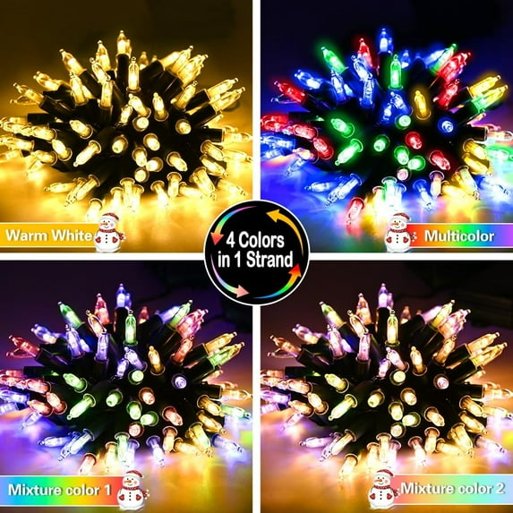 SHIQI-Battery Christmas Lights with Remote, 4 Pack 17ft 50 LED Dual ...