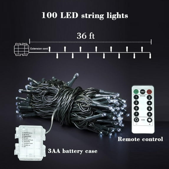 SHIQI-Battery Remote Control String Lights, Snowflake White Christmas ...