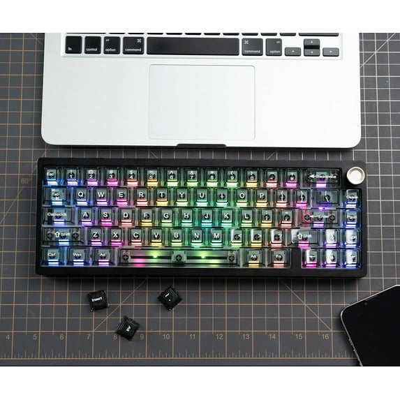 SHIQI-Black Clear Keyboard keycaps,Transparent keycaps 60 75 100 ...