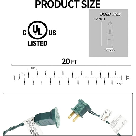 SHIQI-Blue Christmas Lights, 20FT 100 Count Incandescent Christmas Mini ...