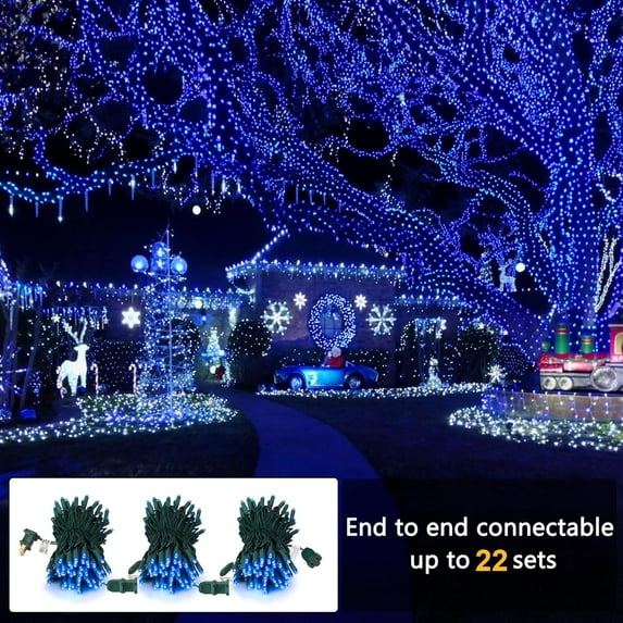 SHIQI-Blue Christmas Lights, 33ft 100 LED 5MM Wide Angle Christmas Tree ...