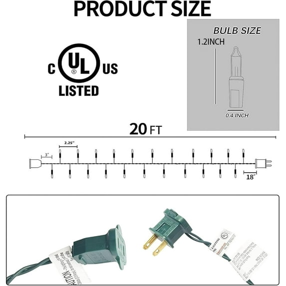 SHIQI-Blue Christmas Mini String Lights, 20FT 100 Count Incandescent ...