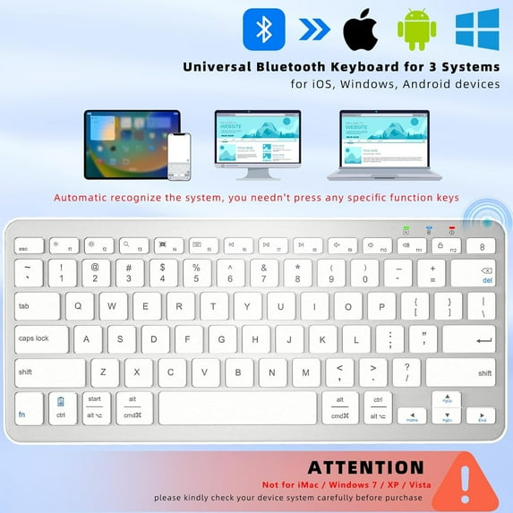 SHIQI-Bluetooth Keyboard, Ultra-Slim Wireless Keyboard for iPad ...