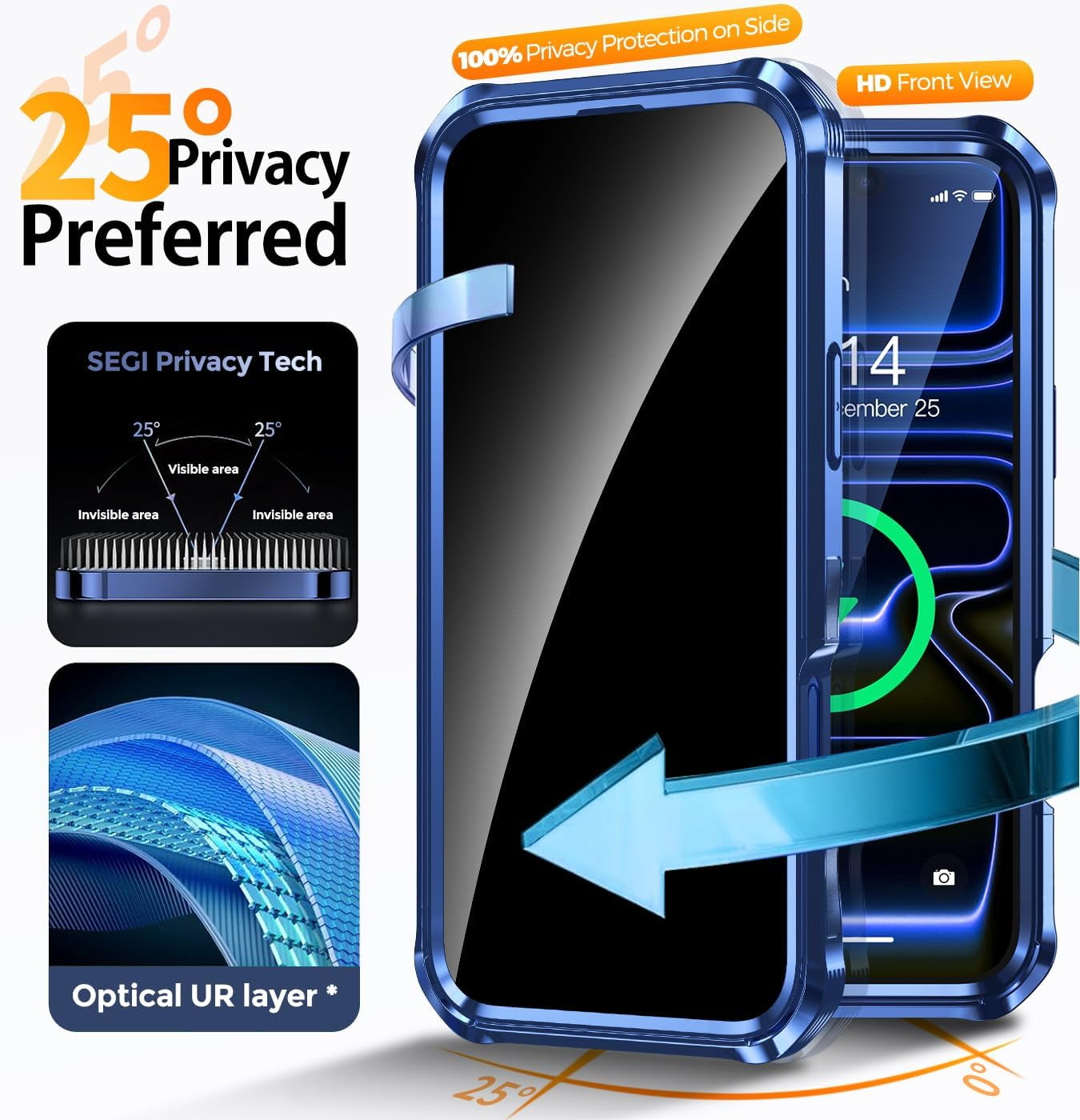 SHIQI-[Built-in Privacy Screen Protector & Invisible Ring Stand ...