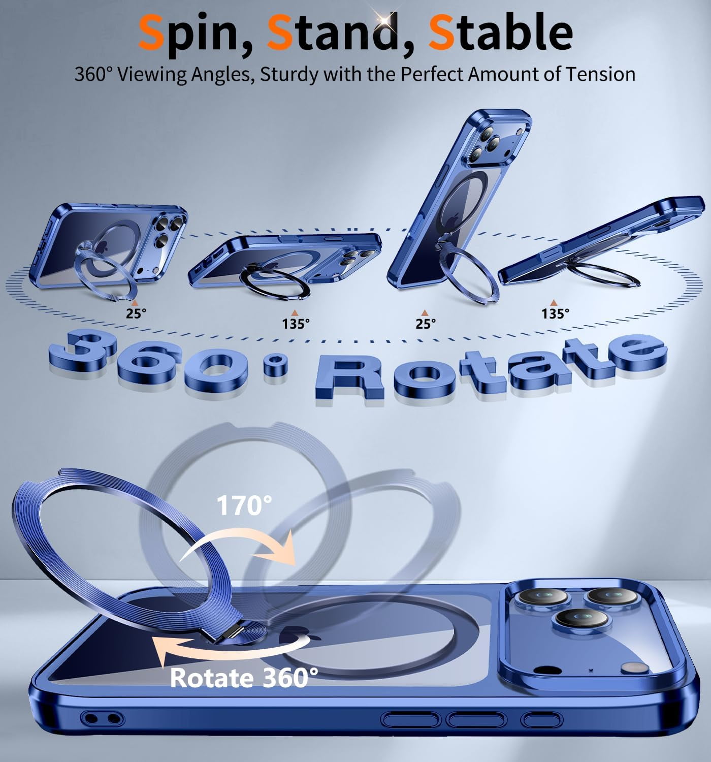 SHIQI-[CD Metal Ring & Invisible 360° Spin Stand] Magnetic Case for ...