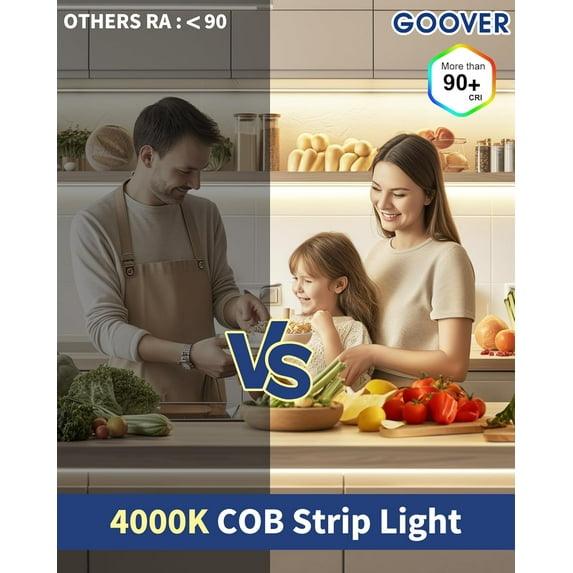 SHIQI-COB LED Strip Lights 16.4ft, 4000K Natural White DC 12V Dimmable ...