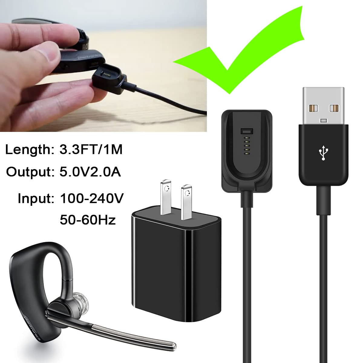 SHIQI-Charge Adapter Cable for Plantronics Voyager Legend Wireless ...