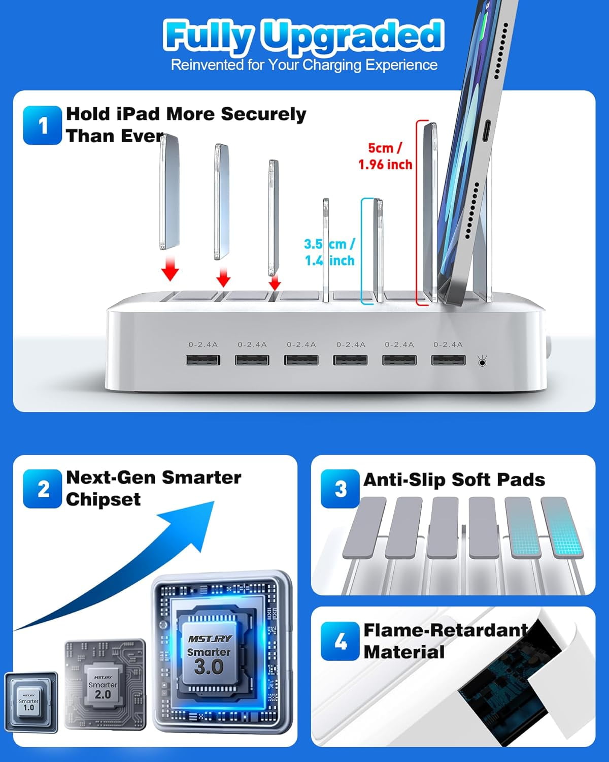 SHIQI-Charging Station for Multiple Devices : 6 Port USB Charger ...