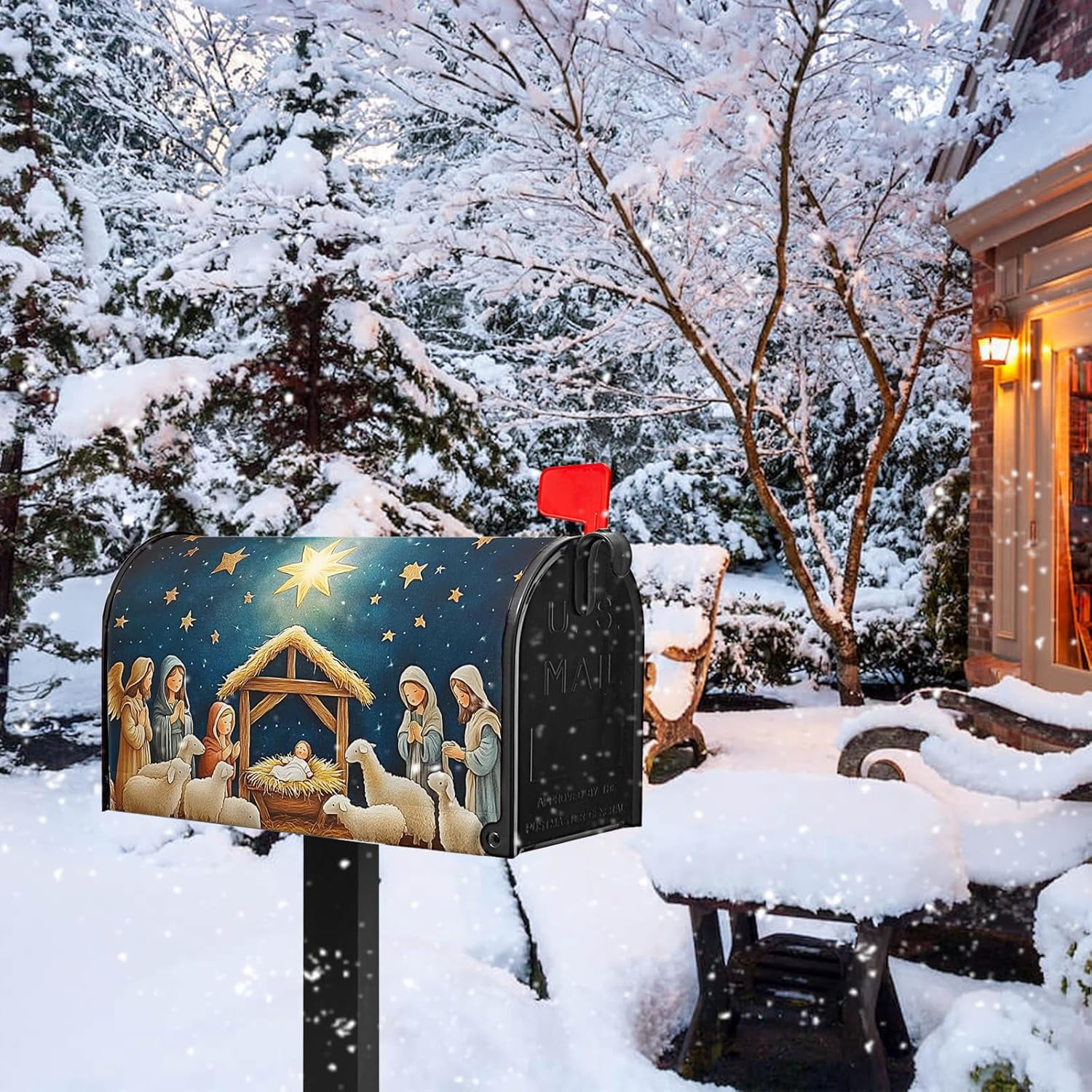 SHIQI-Christma Nativity Mailbox Cover Merry Christma Mailbox Covers ...