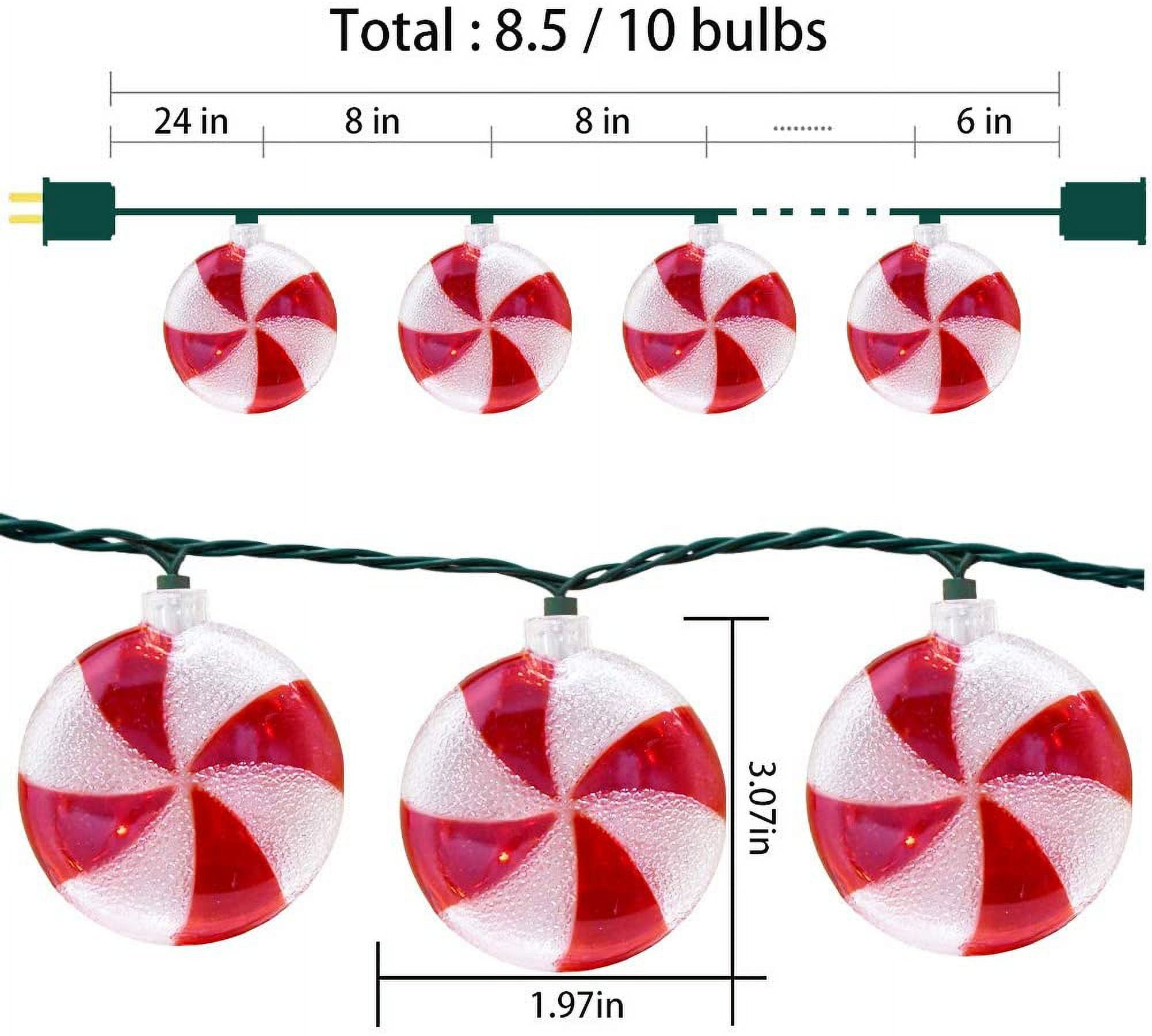 SHIQI-Christmas Candy String Lights, 8.5Ft Peppermints Candy Lights ...