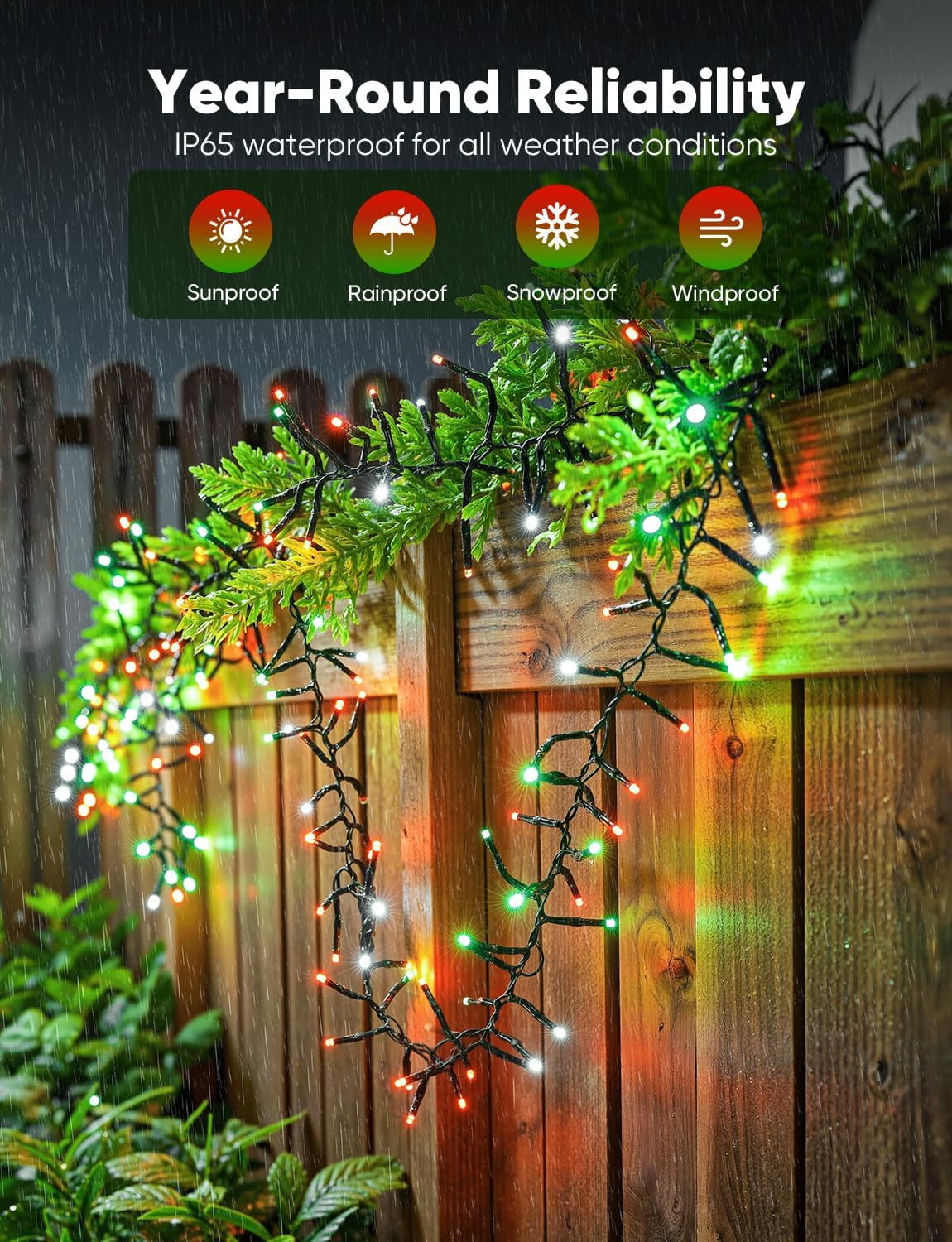 SHIQI-Christmas Cluster Lights Battery Operated, 4 Pack 10Ft 120 LED ...