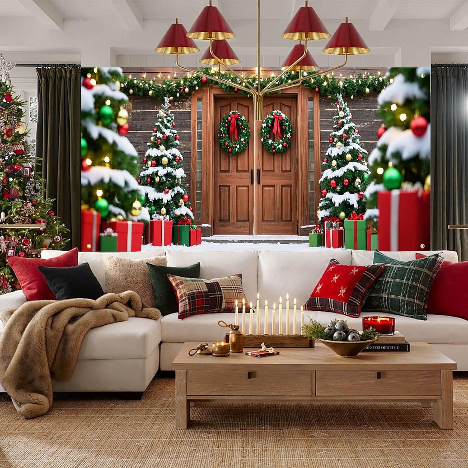 SHIQI-Christmas Garage Entryway Banner 13x6ft Rustic Wood Entryway ...