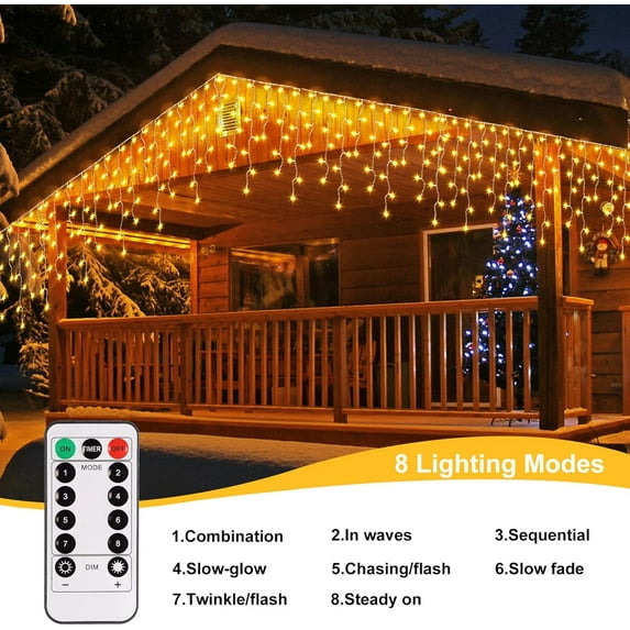 SHIQI-Christmas Icicle Lights Battery Operated 10Ft 102 LED Icicle ...