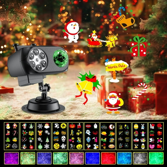 SHIQI-Christmas Light Projector Outdoor, RGBW Water Ripple with 10 ...