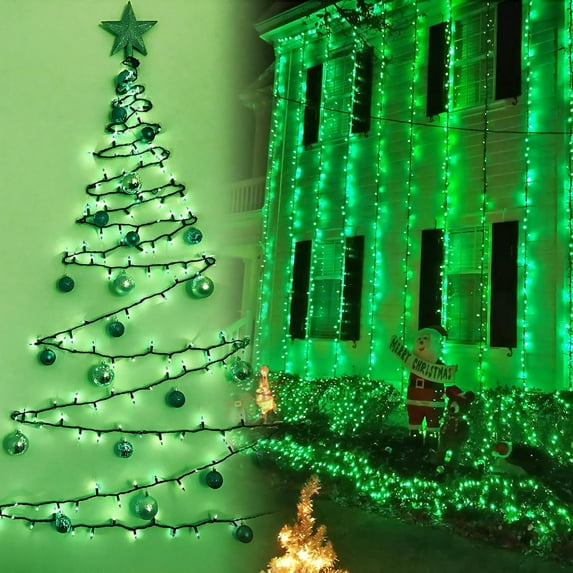 SHIQI-Christmas Lights, 69.6ft 300 Count Green String Lights ...